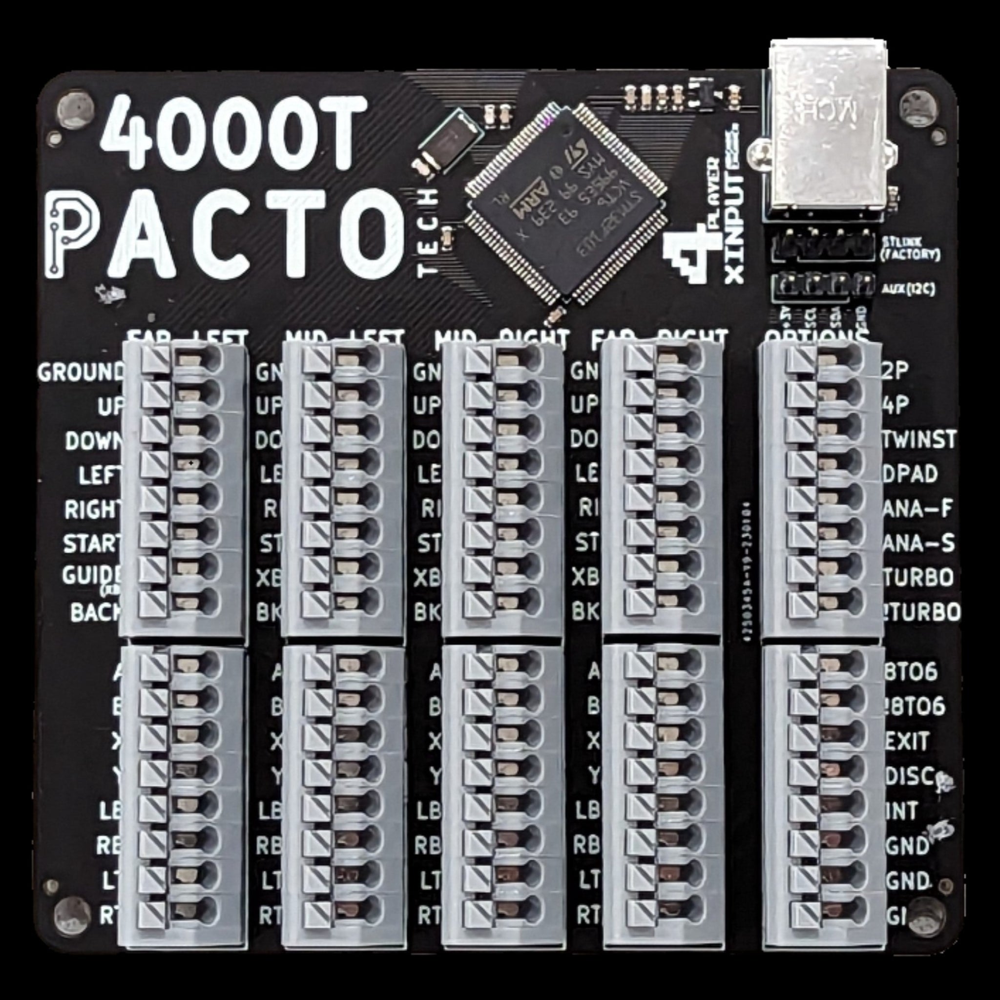 Pacto Tech 4000T - 4 Player Xinput Control Interface for Arcade Cabinets (supports Xinput Protocol)